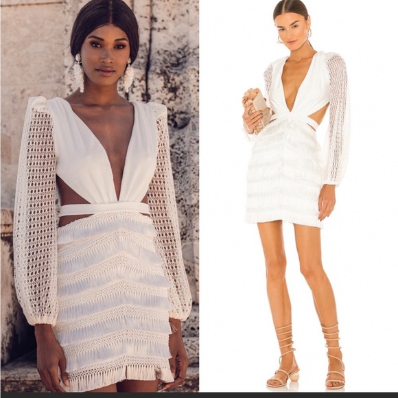PatBO | Dresses | Patbo Cutout Fringe Mini Dress In White Size 8 Nwt ...
